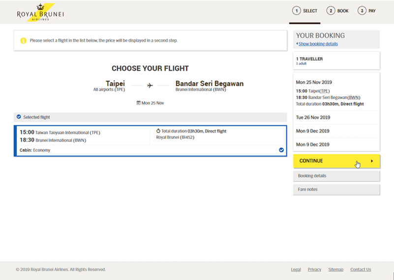 Booking with Royal Brunei Airlines - Brunei