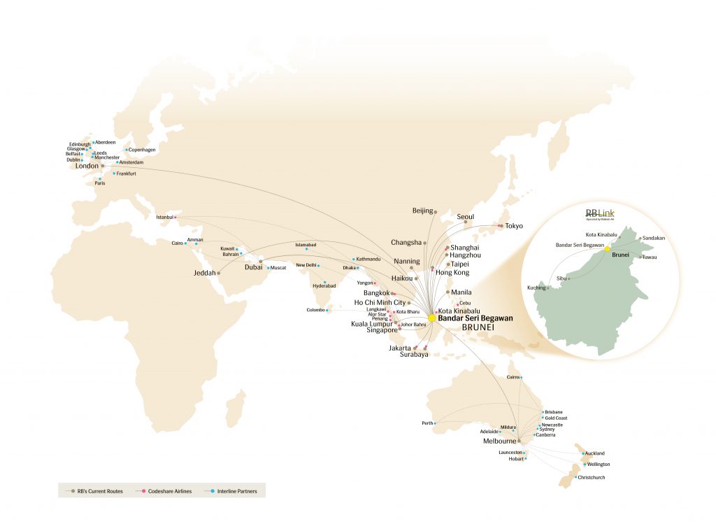 Route Map | Royal Brunei Airlines Destinations