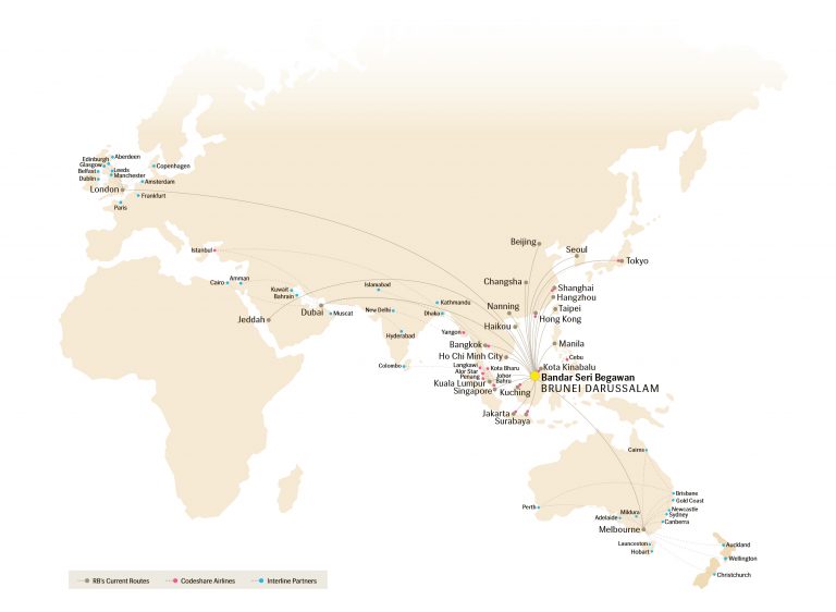 Route Map | Royal Brunei Airlines Destinations